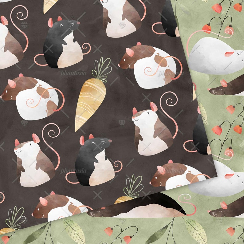 Cute Rats Digital Paper Cute Animals Animal Patterns - Etsy