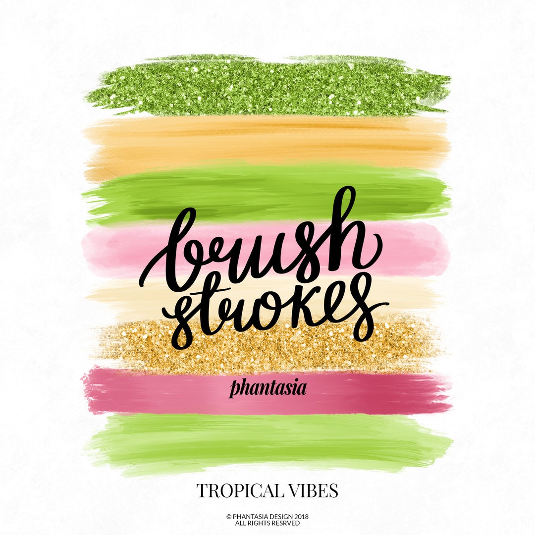Tropical Brush Strokes, Exotic Brush Strokes, Green and Pink, Exotic ...