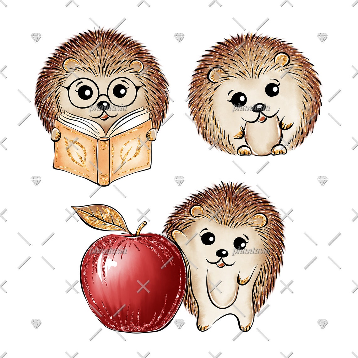 Cute Hedgehogs Cliparts Autumn Clipart Fall Clipart Planner | Etsy