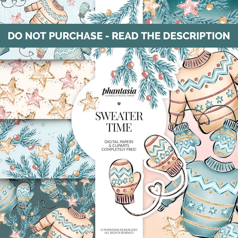 Winter Freebie Sweater Clipart Winter Pattern Seamless | Etsy