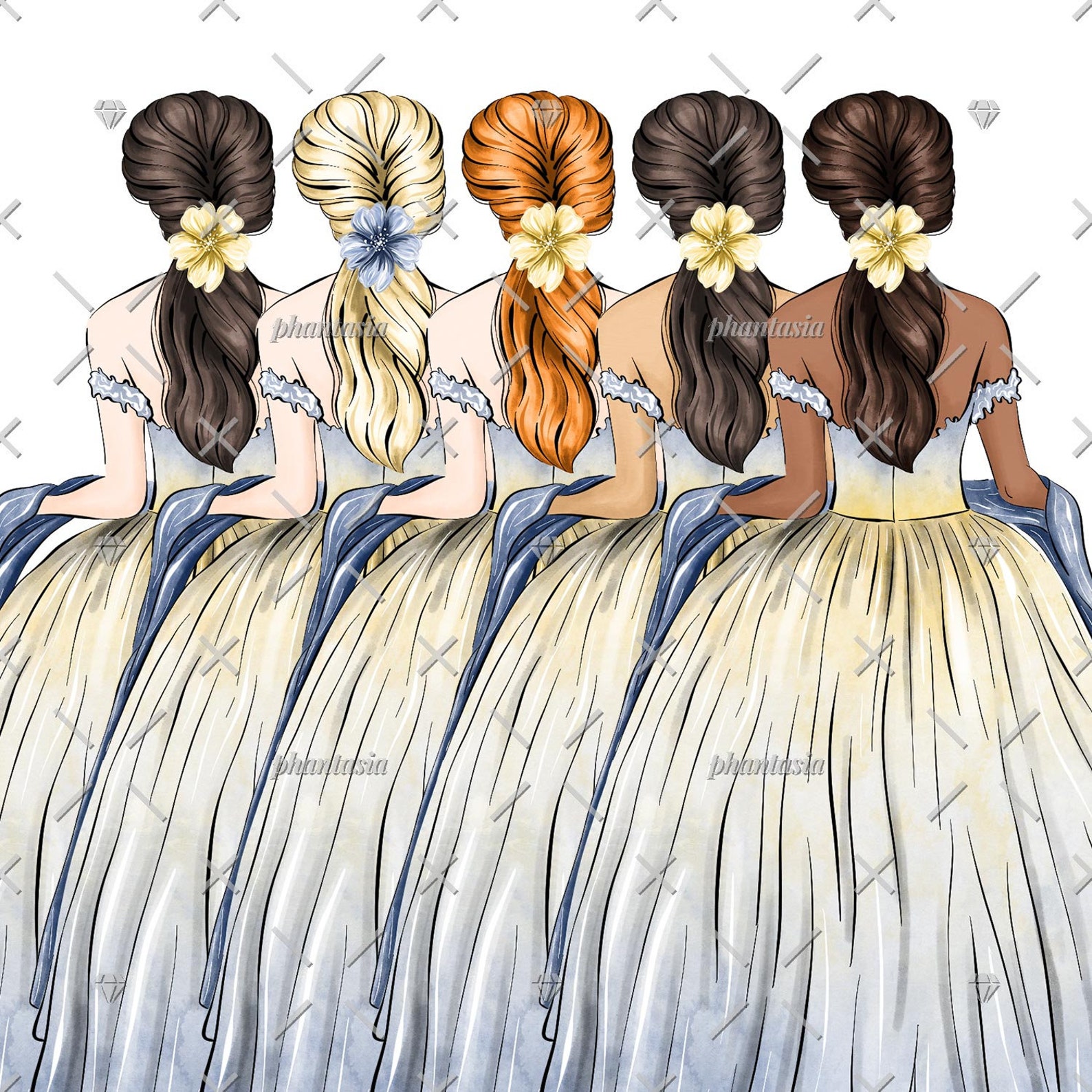 Princess Watercolor Cliparts Spring Princess Spring | Etsy