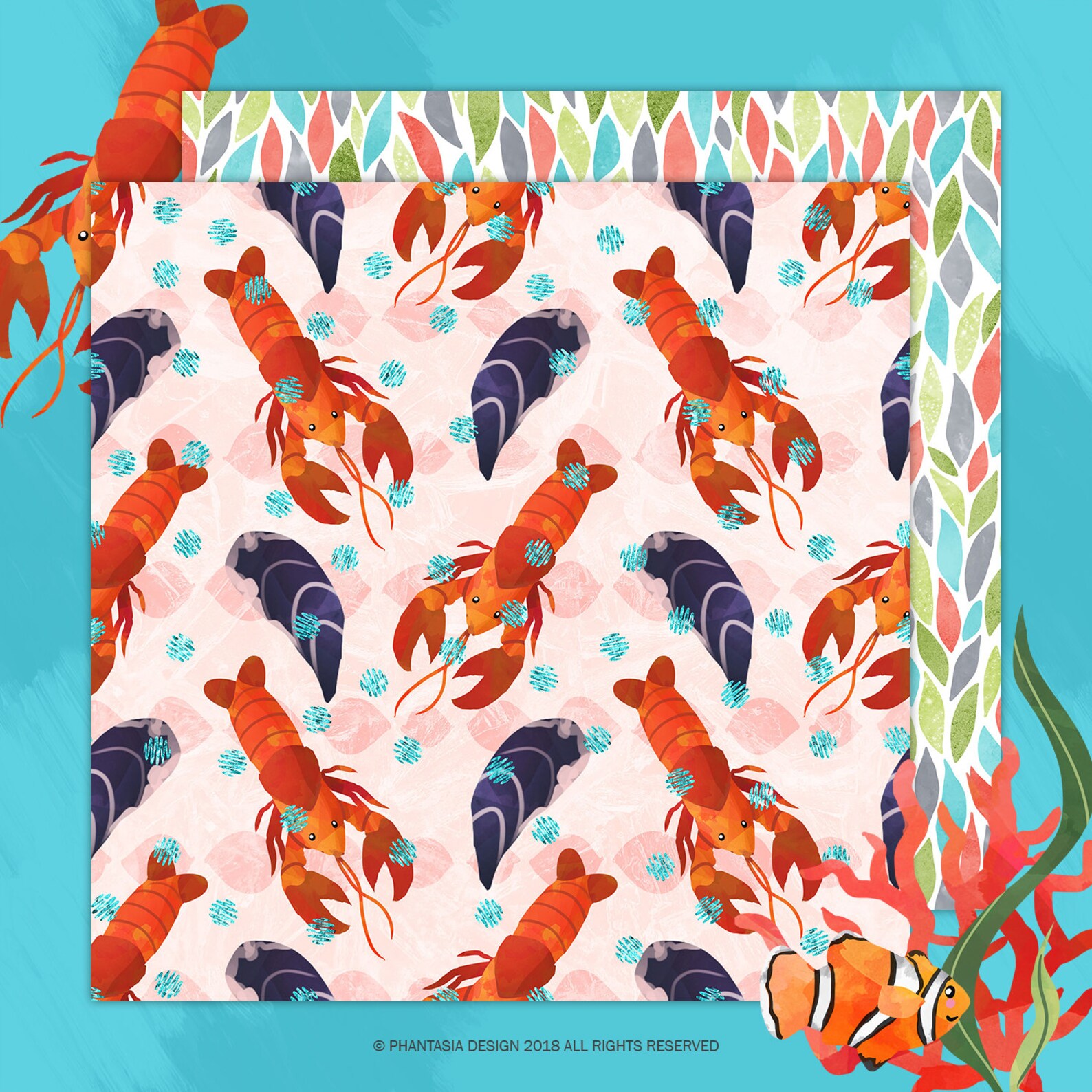 Marine Digital Paper Marine Life Sea Creatures Sea Animals - Etsy