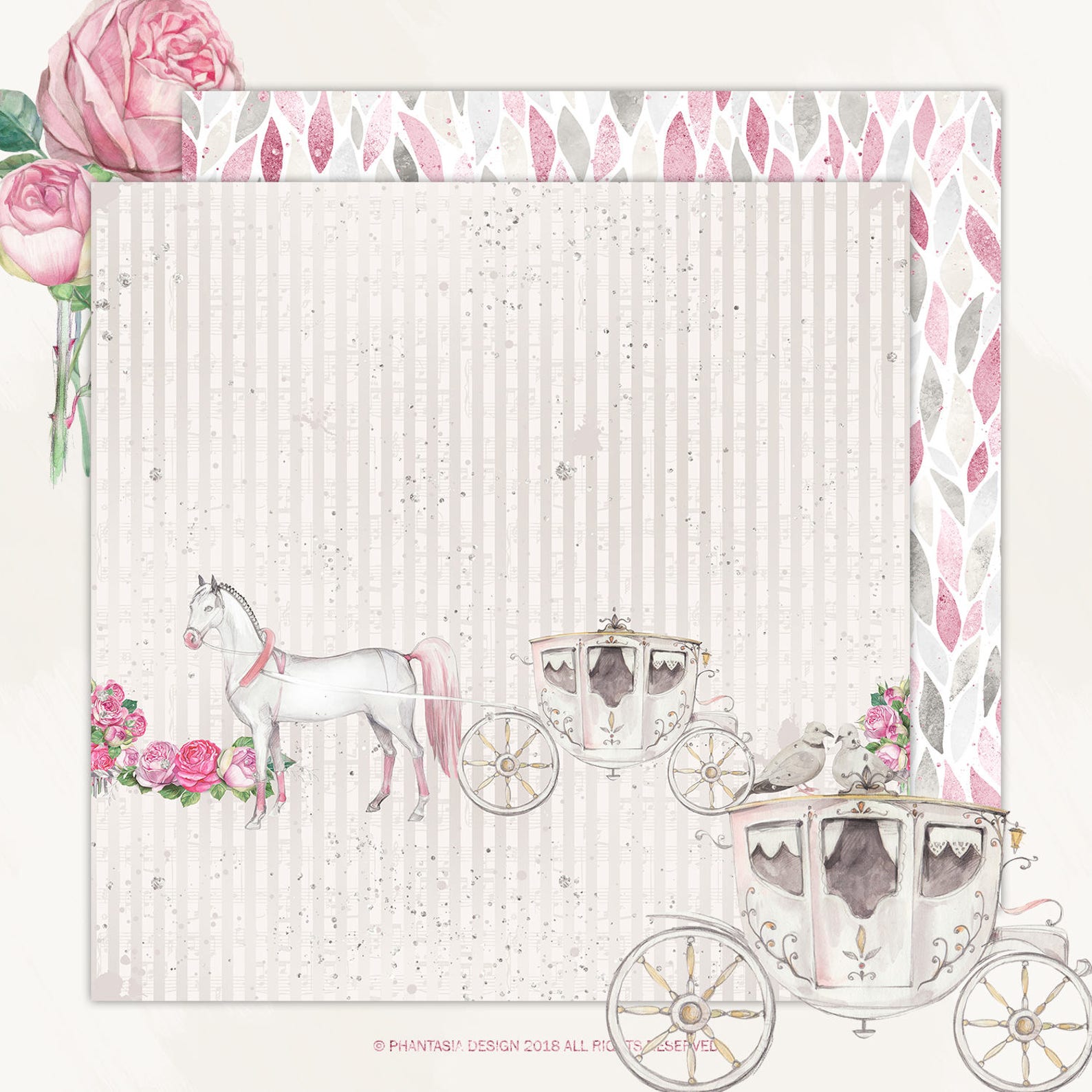 Princess Digital Paper Pack Chariot Digital Paper Roses - Etsy