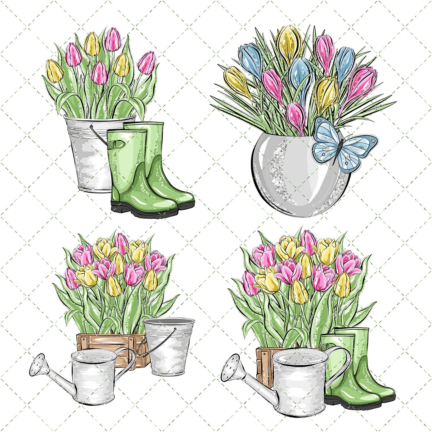 Spring Watercolor Clipart Spring Planner Stickers Spring - Etsy