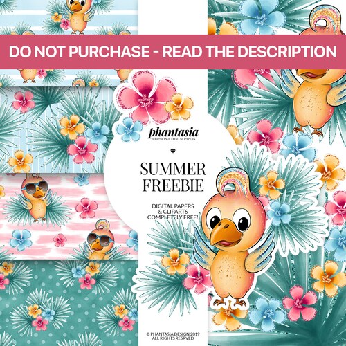 Tropical Freebie Summer Cliparts Summer Digital Papers Free - Etsy
