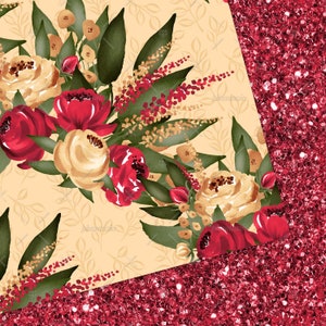 Christmas Floral Digital Papers, Christmas Background, Christmas ...
