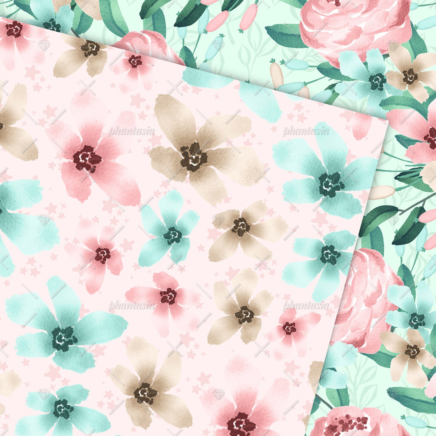 Pastel Floral Digital Paper Floral Pattern Floral - Etsy