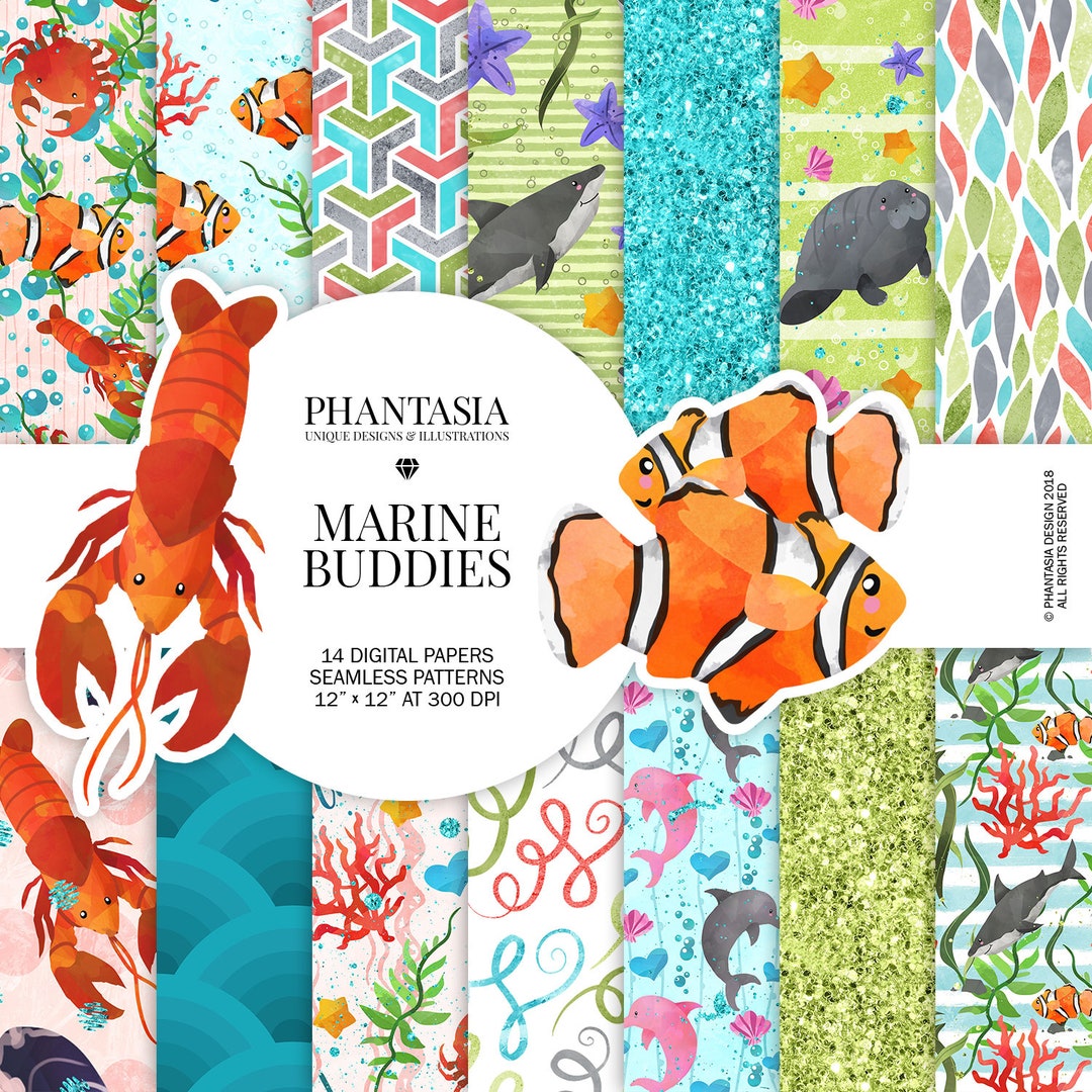 Marine Digital Paper, Marine Life, Sea Creatures, Sea Animals, Ocean ...