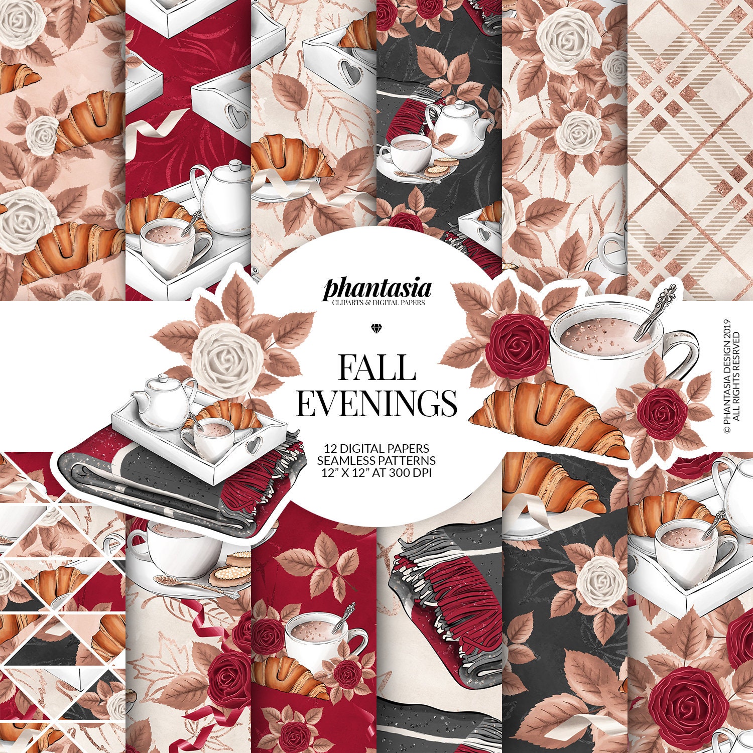Fall Home Digital Papers Autumn Digital Cozy Home Cozy | Etsy