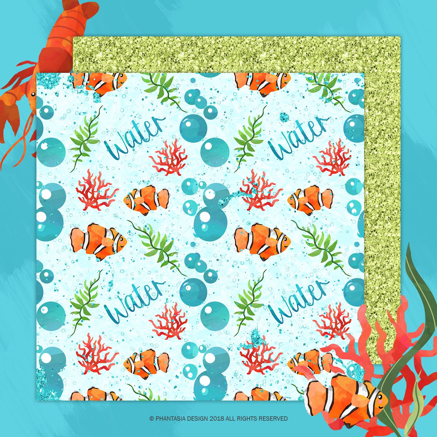 Marine Digital Paper Marine Life Sea Creatures Sea Animals - Etsy