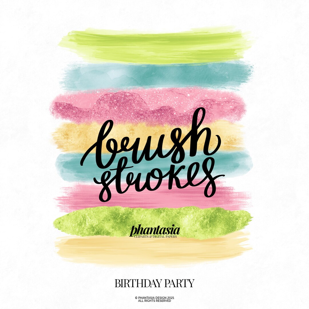 Birthday Brush Strokes, Brush Clipart, Paint Strokes, Paint Clipart ...