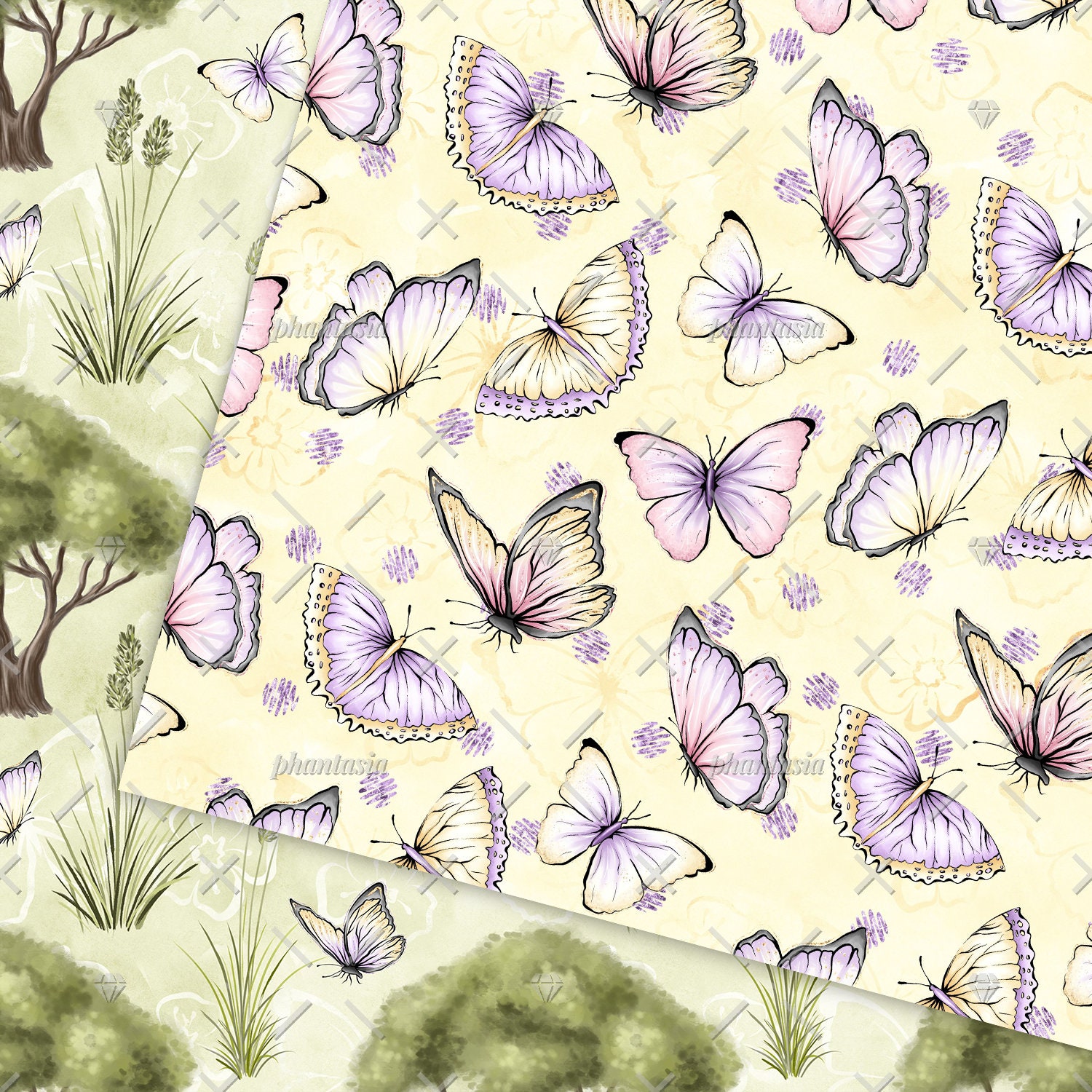 Butterflies Digital Papers Butterfly Patterns Spring Digital | Etsy