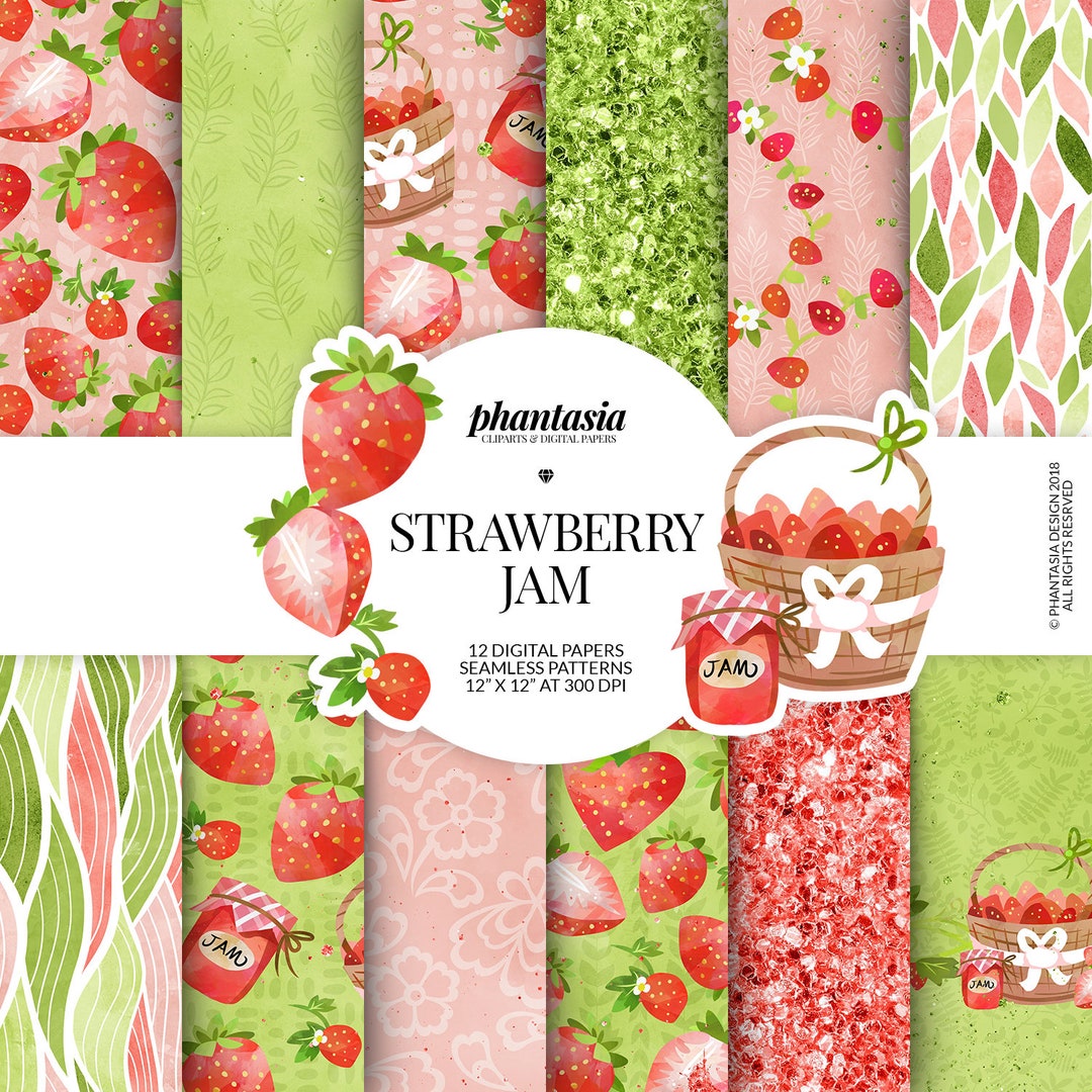 Strawberries Digital Paper, Spring Pattern, Summer Seamless, Spring ...