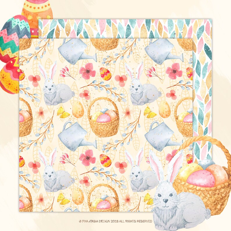Easter Digital Paper Spring Digital Paper Easter Bunny | Etsy