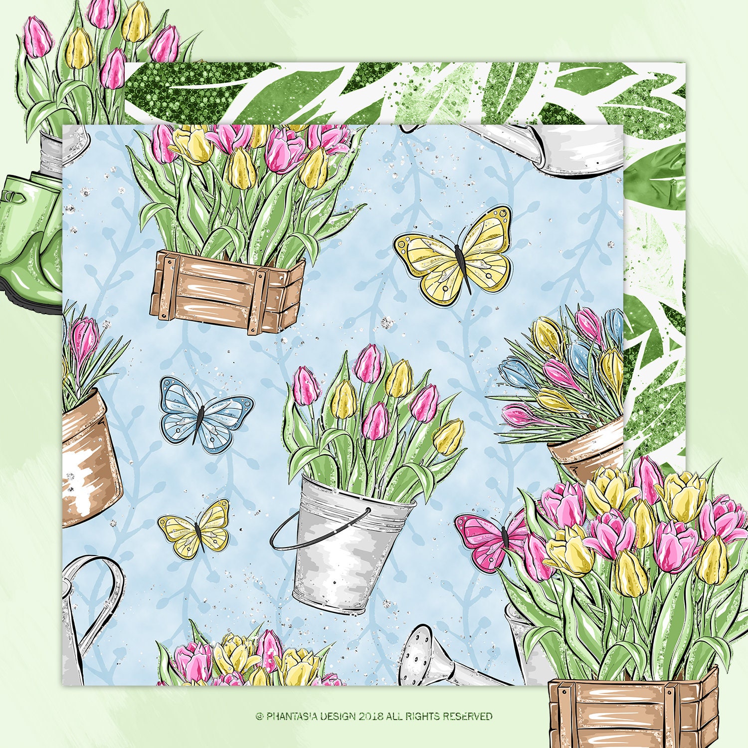 Spring Digital Paper Floral Digital Paper Spring Planner | Etsy