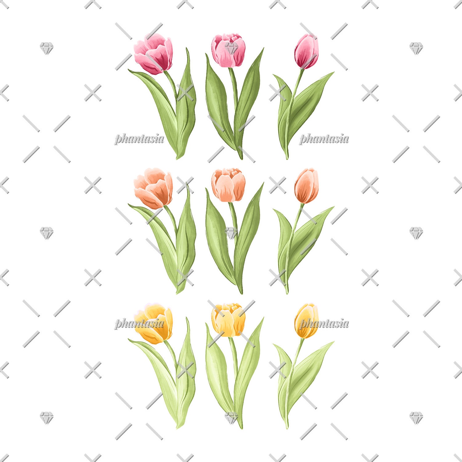 Tulips Digital Kit Digital Clipart Watercolor Clipart Tulip - Etsy