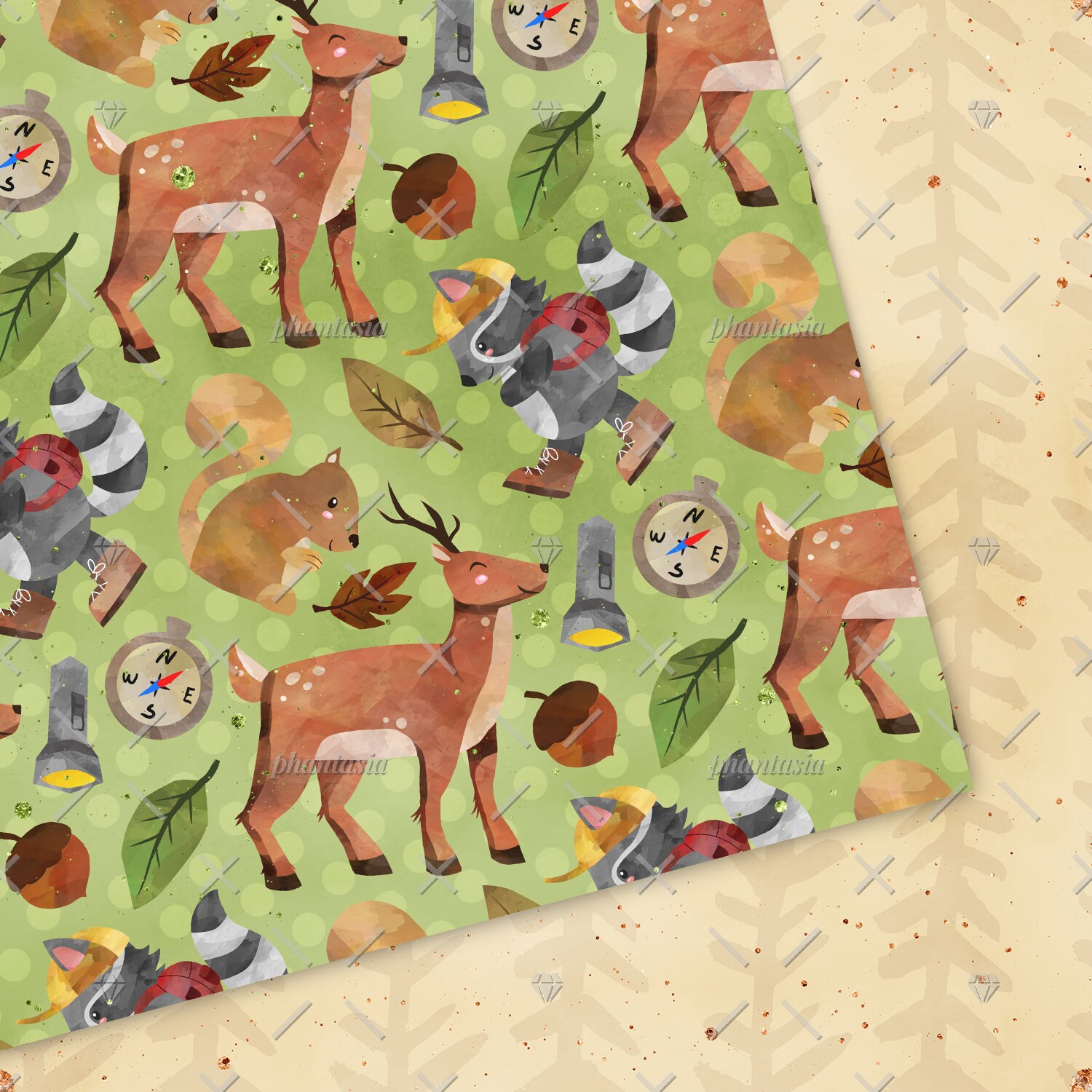 Hiking Digital Paper Camping Digital Woodland Pattern | Etsy