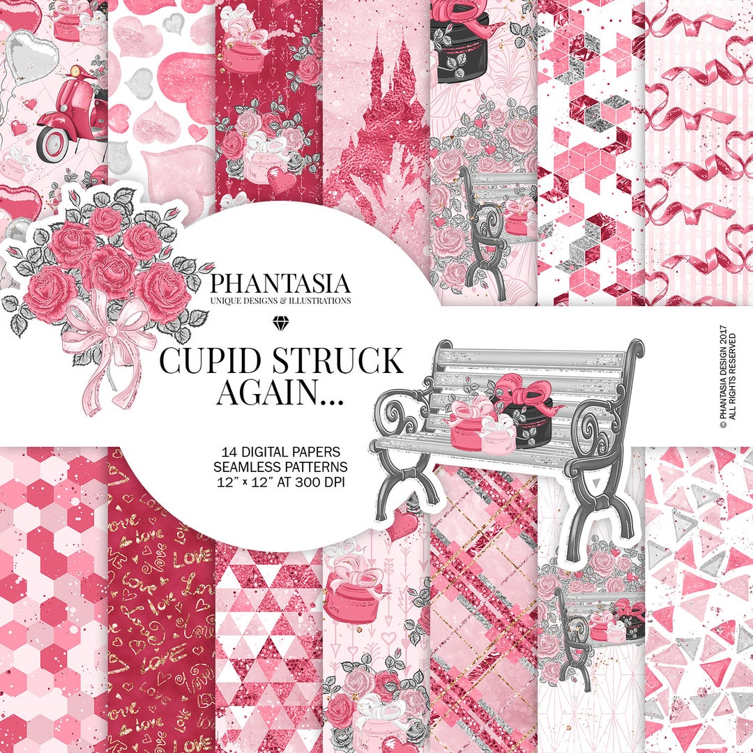 Valentines Day Digital Paper Pack, Valentines Digital Paper, First Date ...