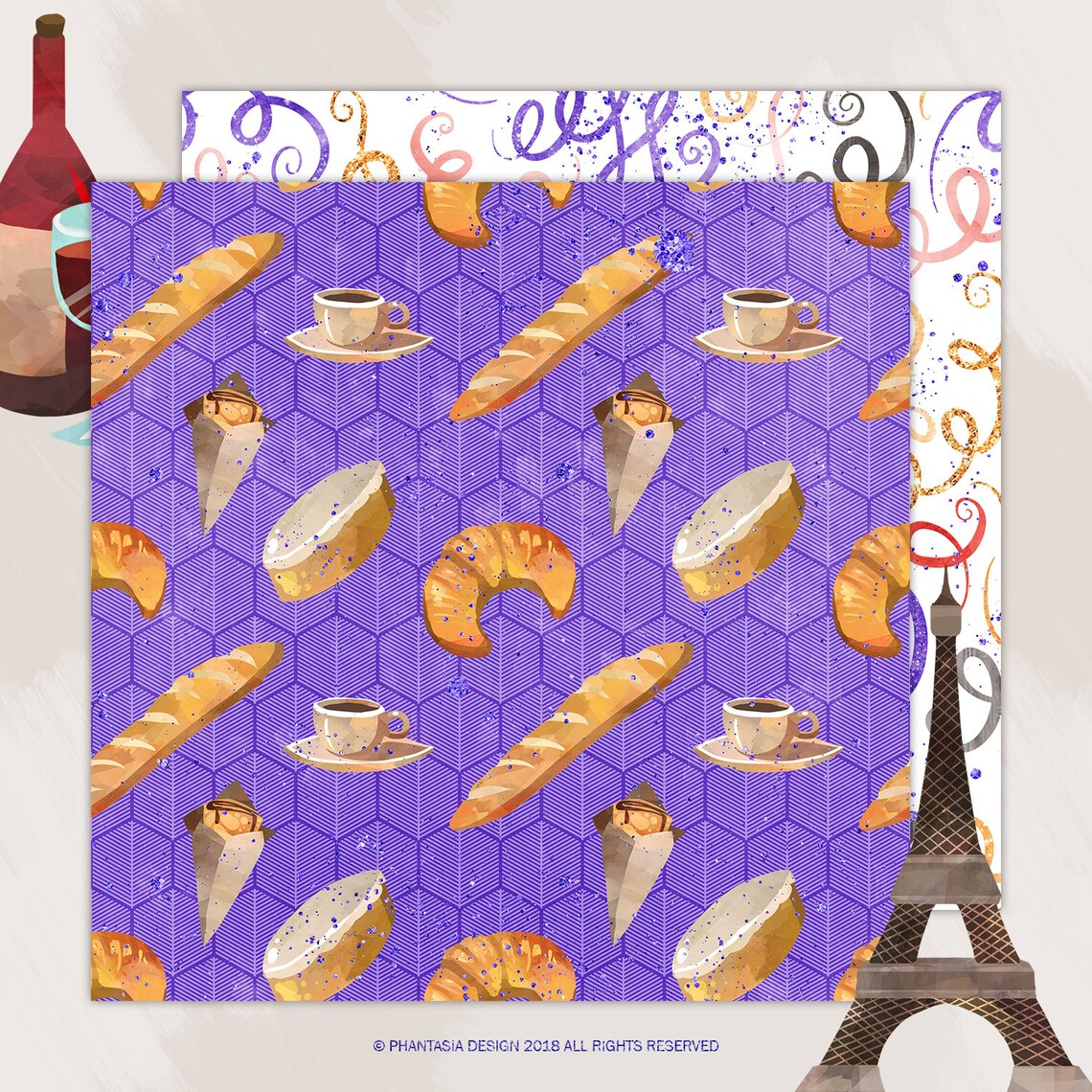 Paris Digital Paper, Paris Seamless, Paris Pattern, Paris Planner ...