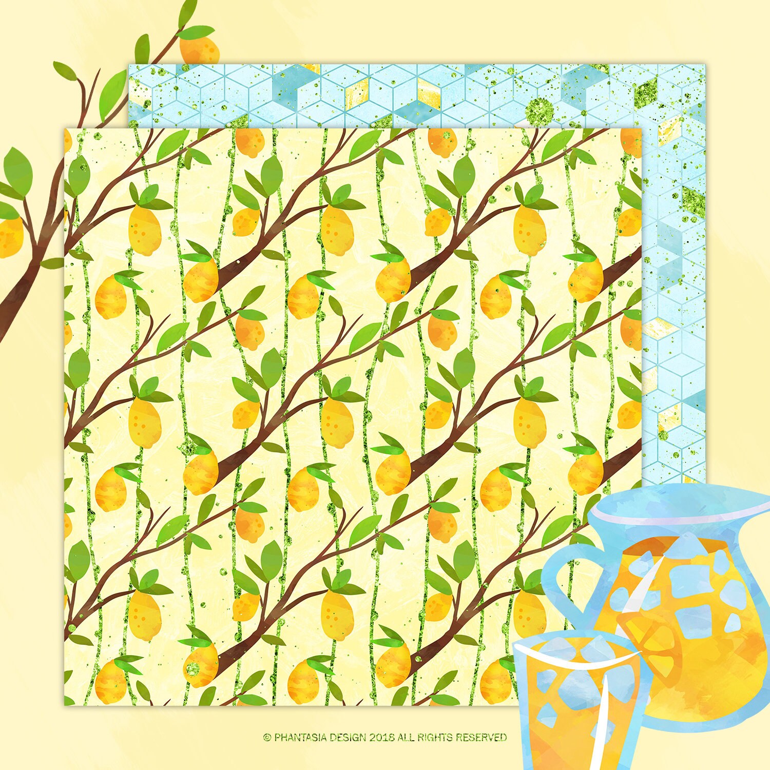 Lemonade Digital Paper Summer Digital Paper Summer Planner | Etsy