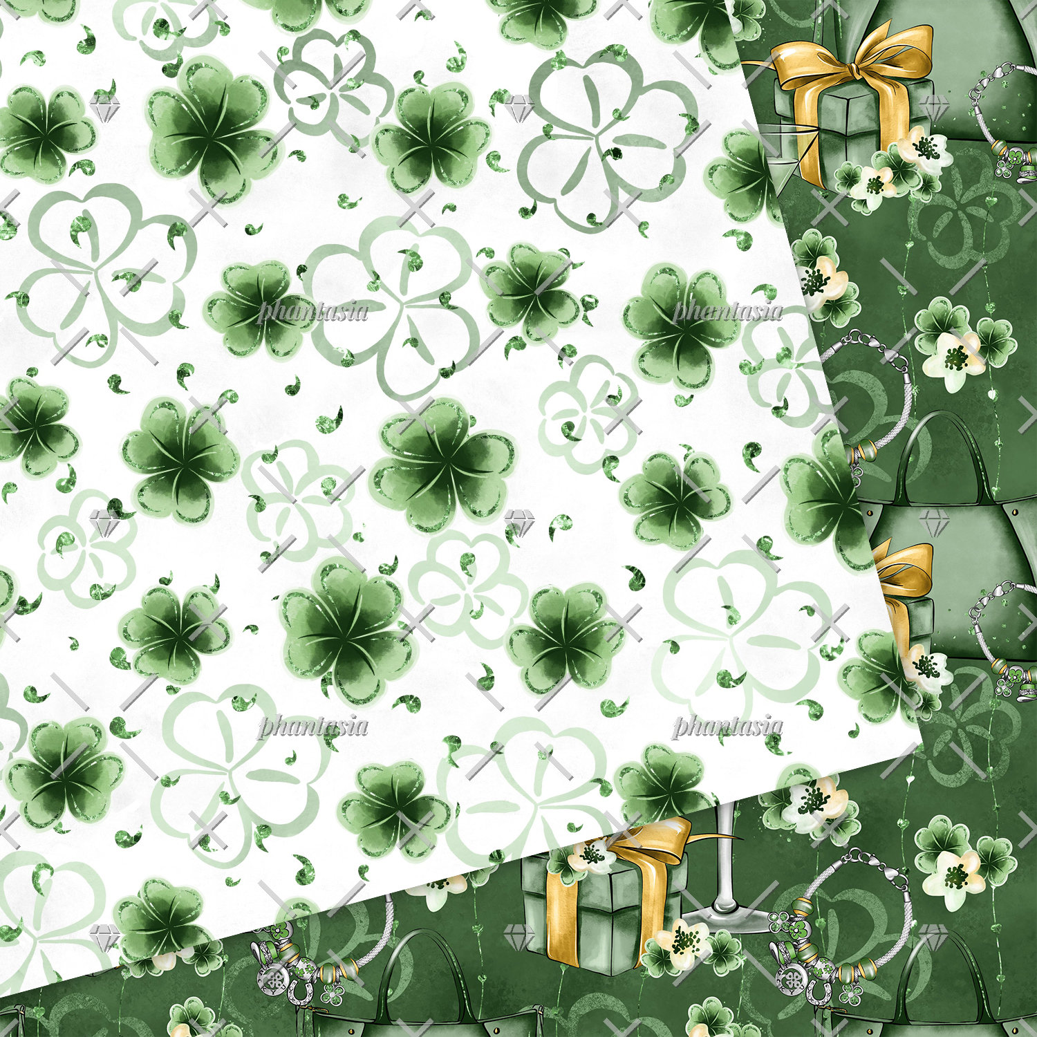St Patricks Digital Papers, St Patty Pattern, Watercolor Digital Paper ...