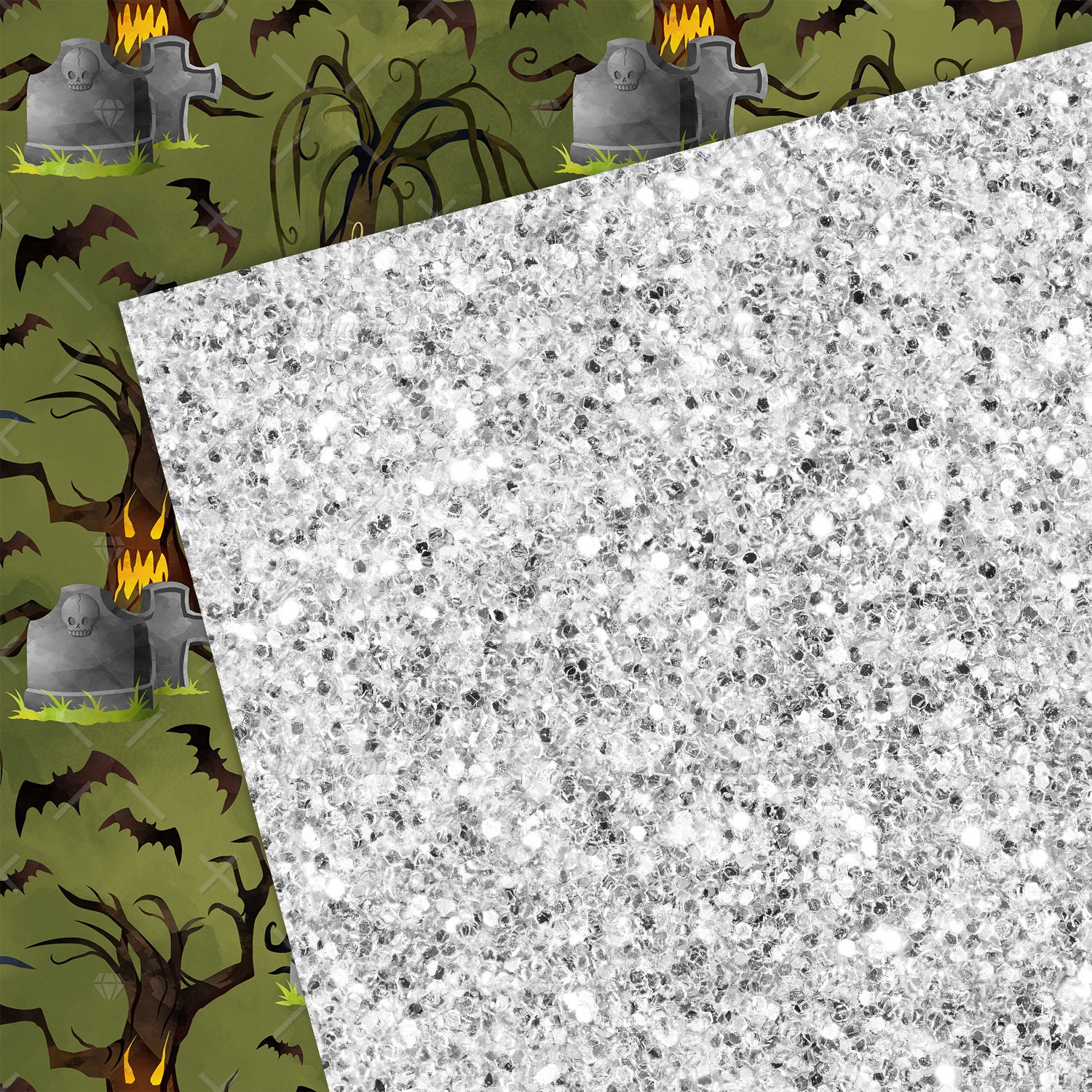 Graveyard Digital Paper Halloween Digital Haunted Forest - Etsy