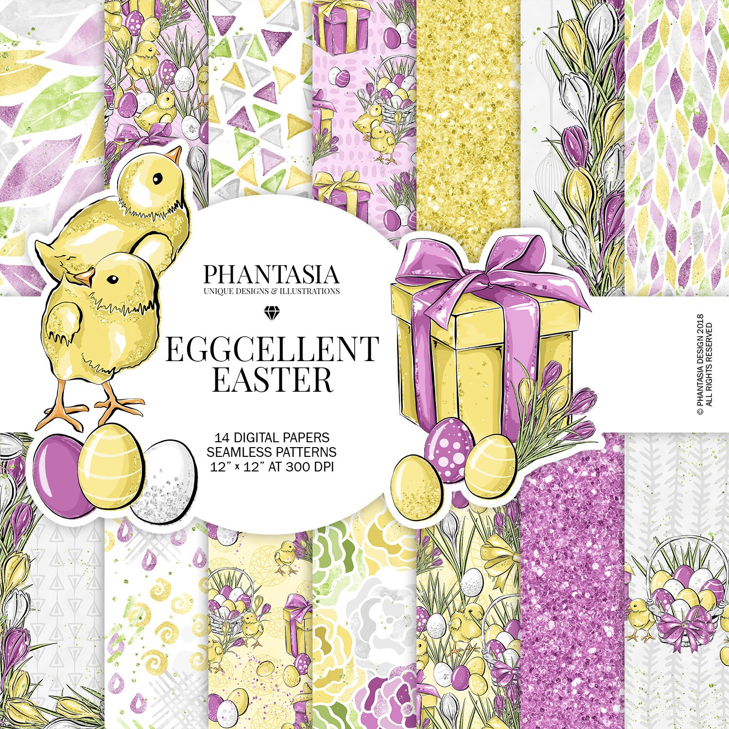 Easter Digital Paper Pack Chick Digital Paper Easter | Etsy