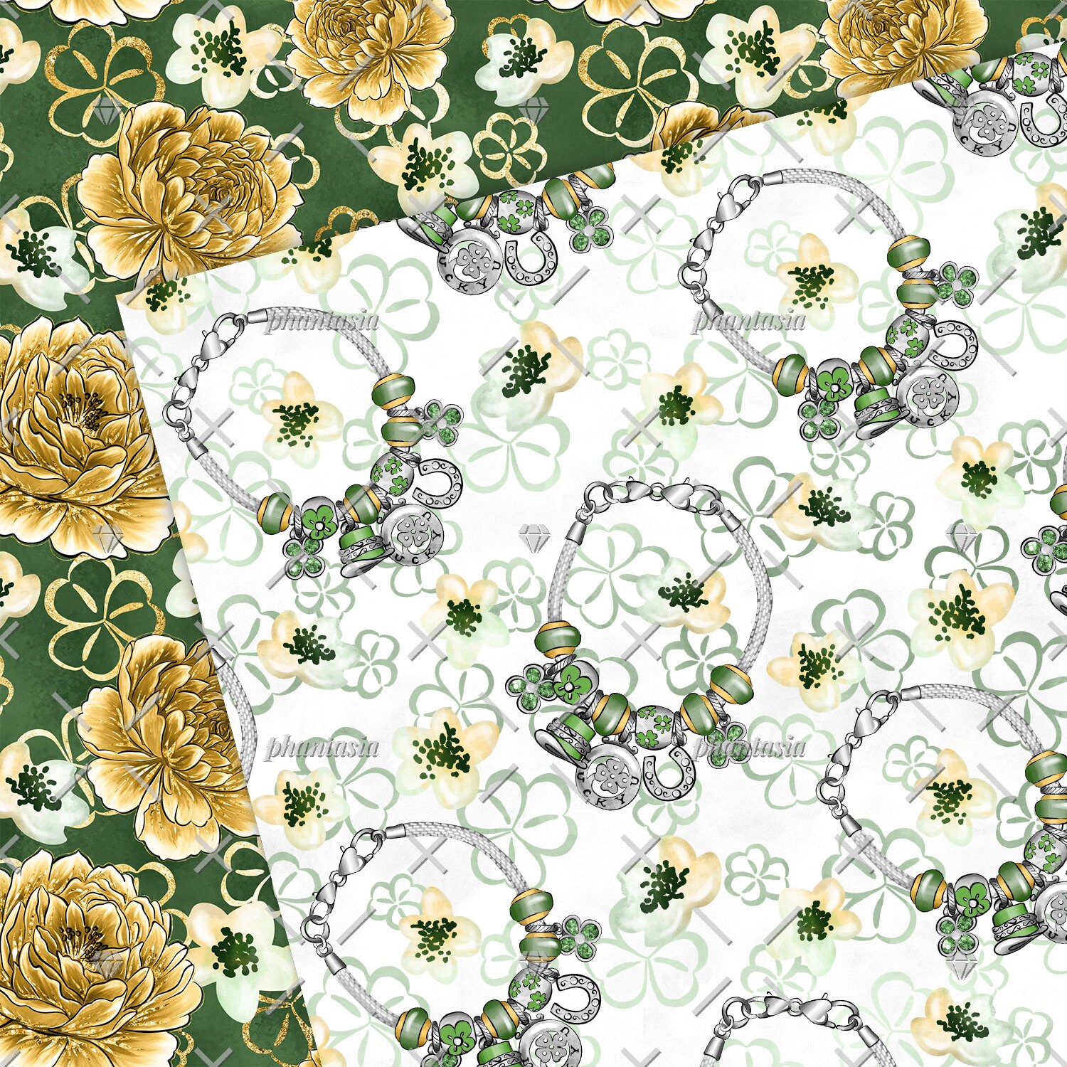 St Patricks Digital Papers, St Patty Pattern, Watercolor Digital Paper ...