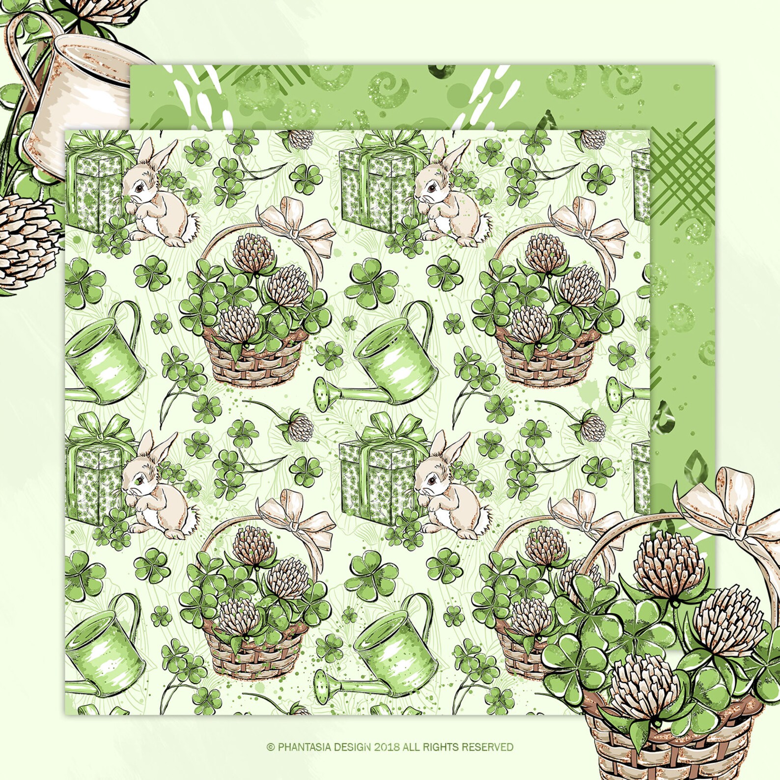 Spring Rabbit Digital Paper Pack Bunny Digital Paper Easter - Etsy