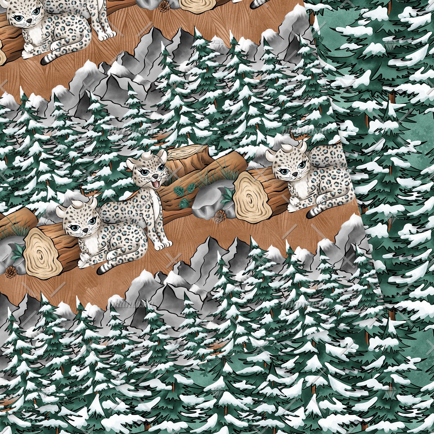 Snow Leopards Digital Papers, Winter Patterns, Leopard Pattern, Surface ...