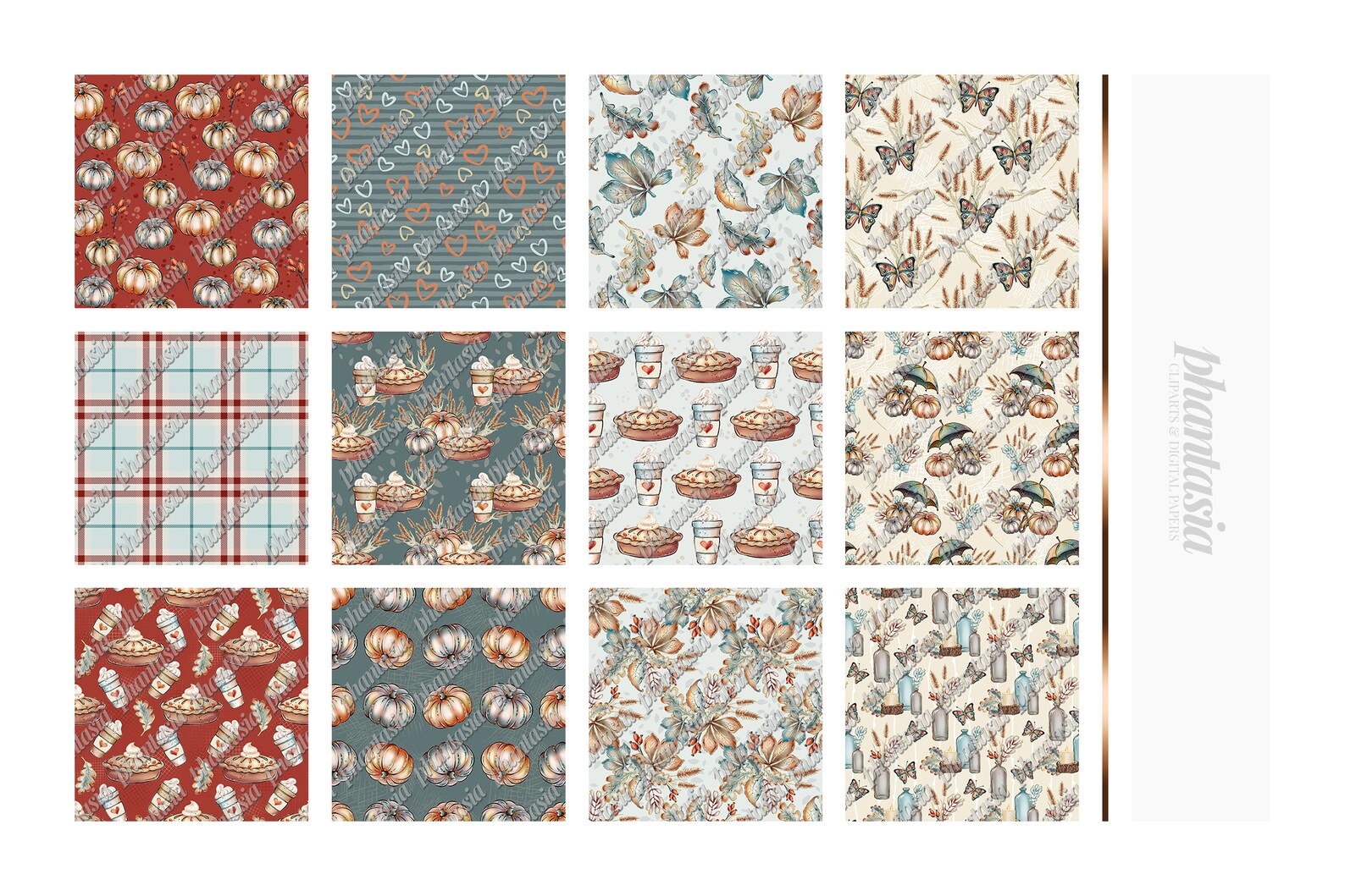 Fall Digital Paper Autumn Pattern Seamless Pattern Fall | Etsy