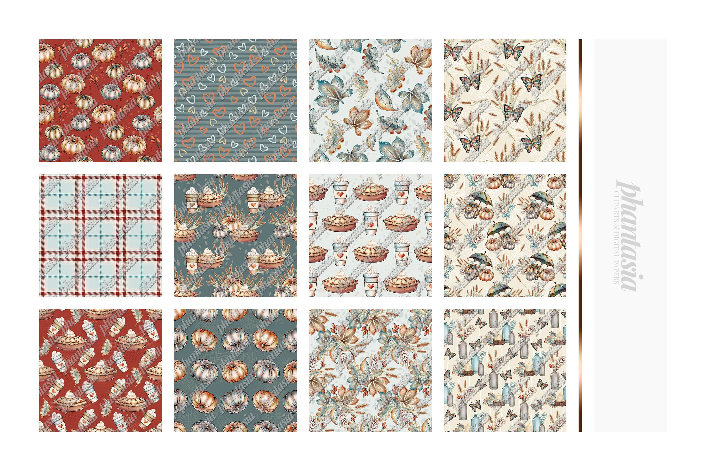 Fall Digital Paper Autumn Pattern Seamless Pattern Fall - Etsy