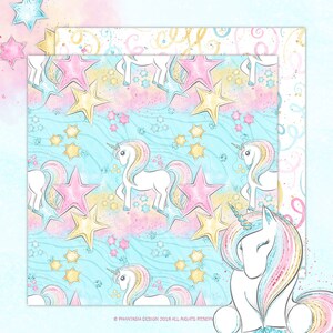 Unicorn Digital Paper, Whimsical Digital Paper, Unicorn Planner ...