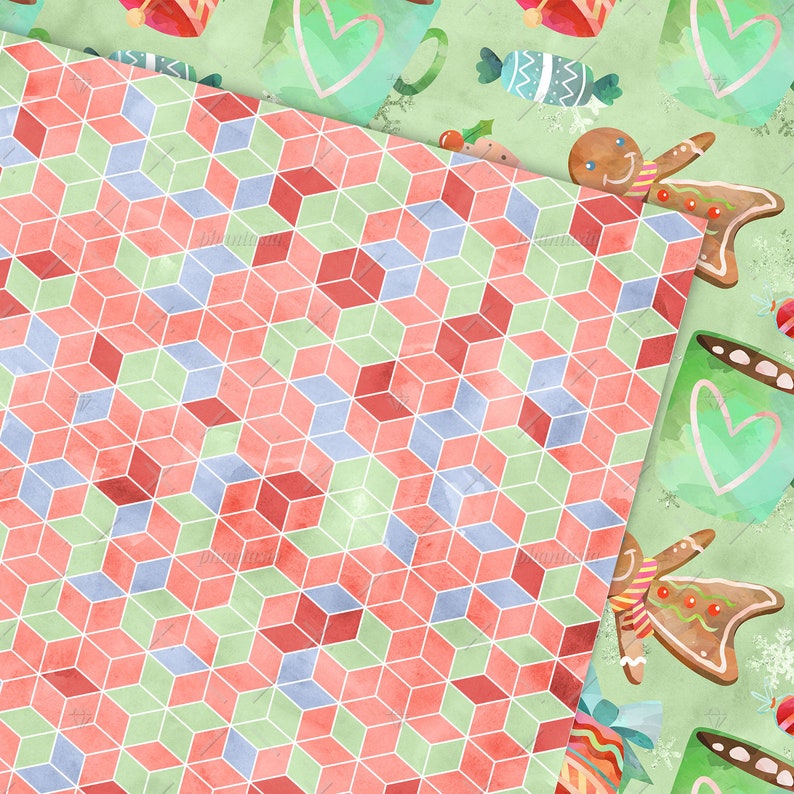 Christmas Digital Papers Cute Christmas Pastel Christmas - Etsy