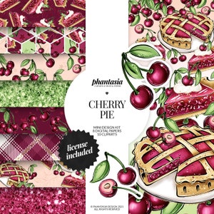 Cherry Pie Clipart Bundle, Cherry Digital Papers, Cherry Clipart ...