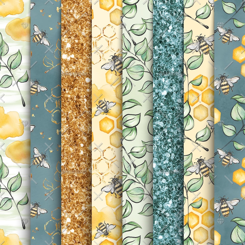 Bees Clipart Bundle Bees Digital Papers Bee Watercolor - Etsy