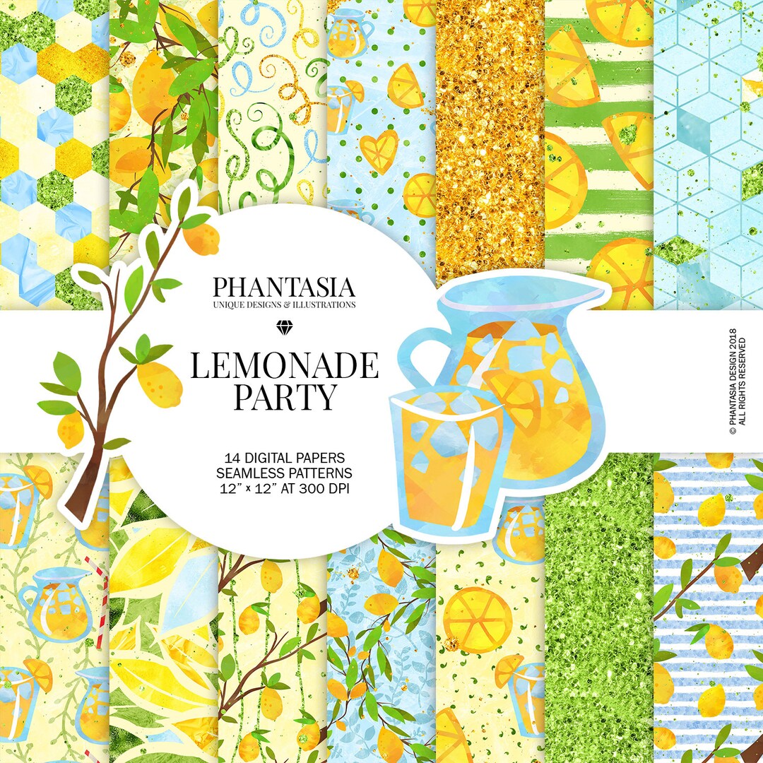 Lemonade Digital Paper, Summer Digital Paper, Summer Planner, Lemonade ...