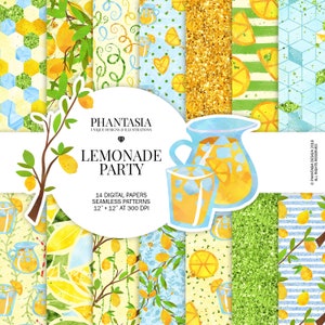 Lemonade Digital Paper, Summer Digital Paper, Summer Planner, Lemonade ...