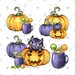 Halloween Cat Clipart Set Halloween Digital Paper Cute Cat - Etsy