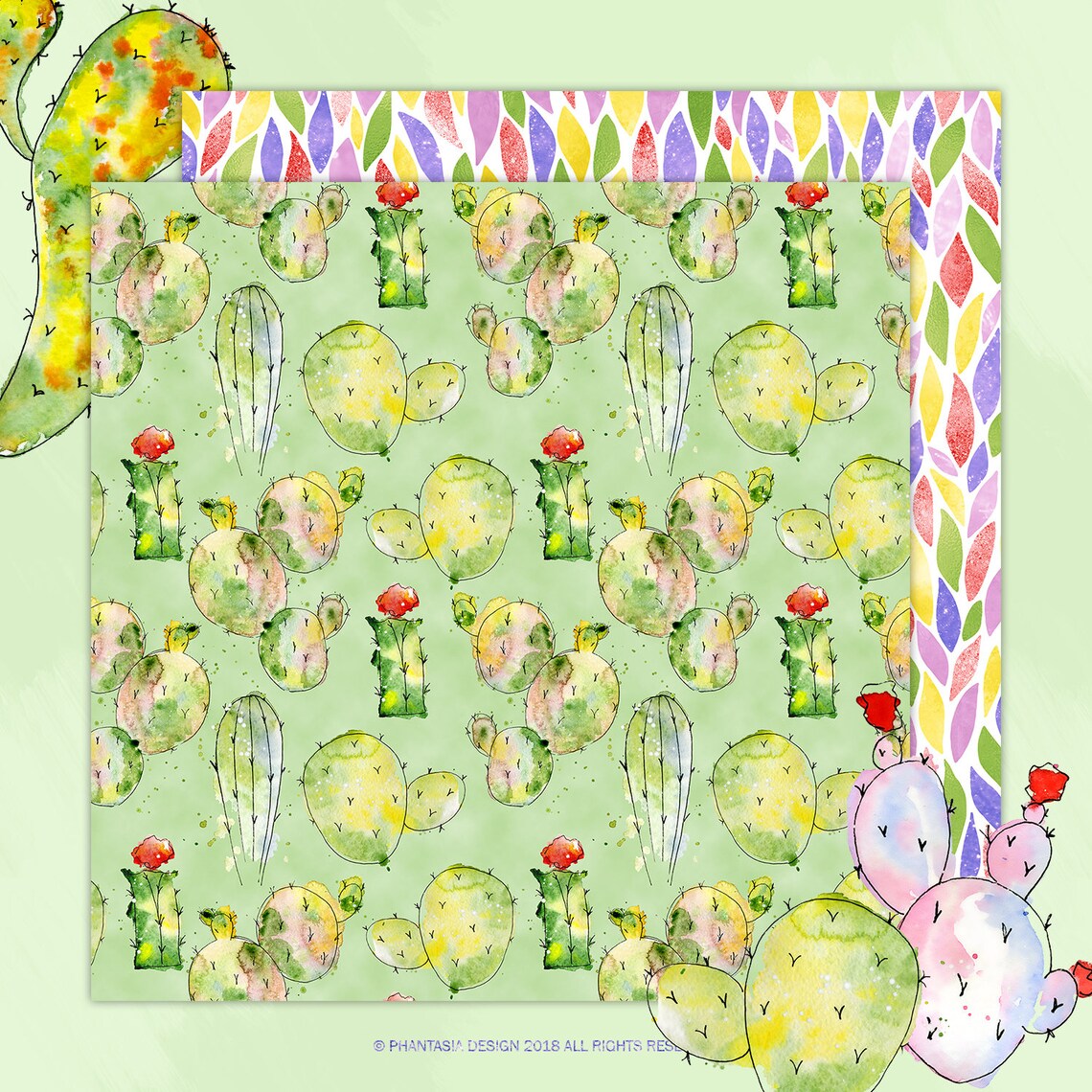 Succulents Digital Paper, Cactus Digital Paper, Summer Digital Paper ...