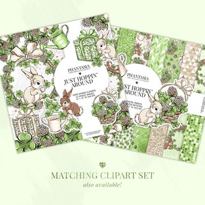 Spring Rabbit Digital Paper Pack Bunny Digital Paper Easter - Etsy