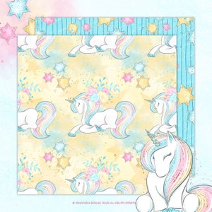 Unicorn Digital Paper, Whimsical Digital Paper, Unicorn Planner ...