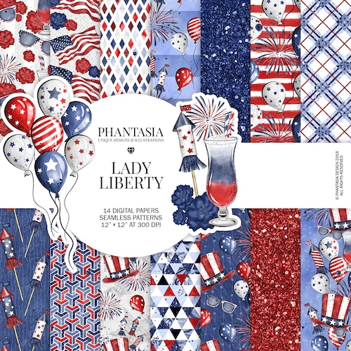 Patriotic Digital Paper 4th of July Paper Backgrounds - Etsy