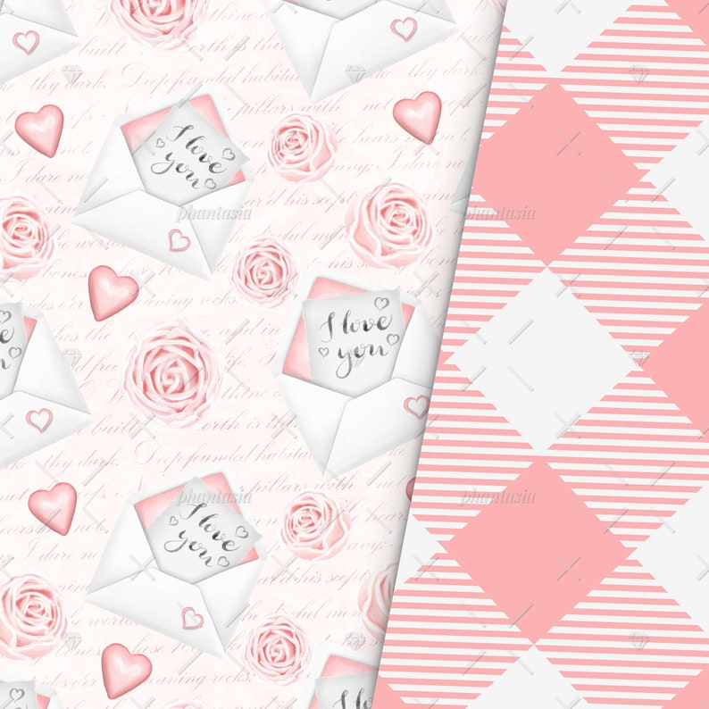 Valentines Digital Paper Pack Watercolor Valentine - Etsy
