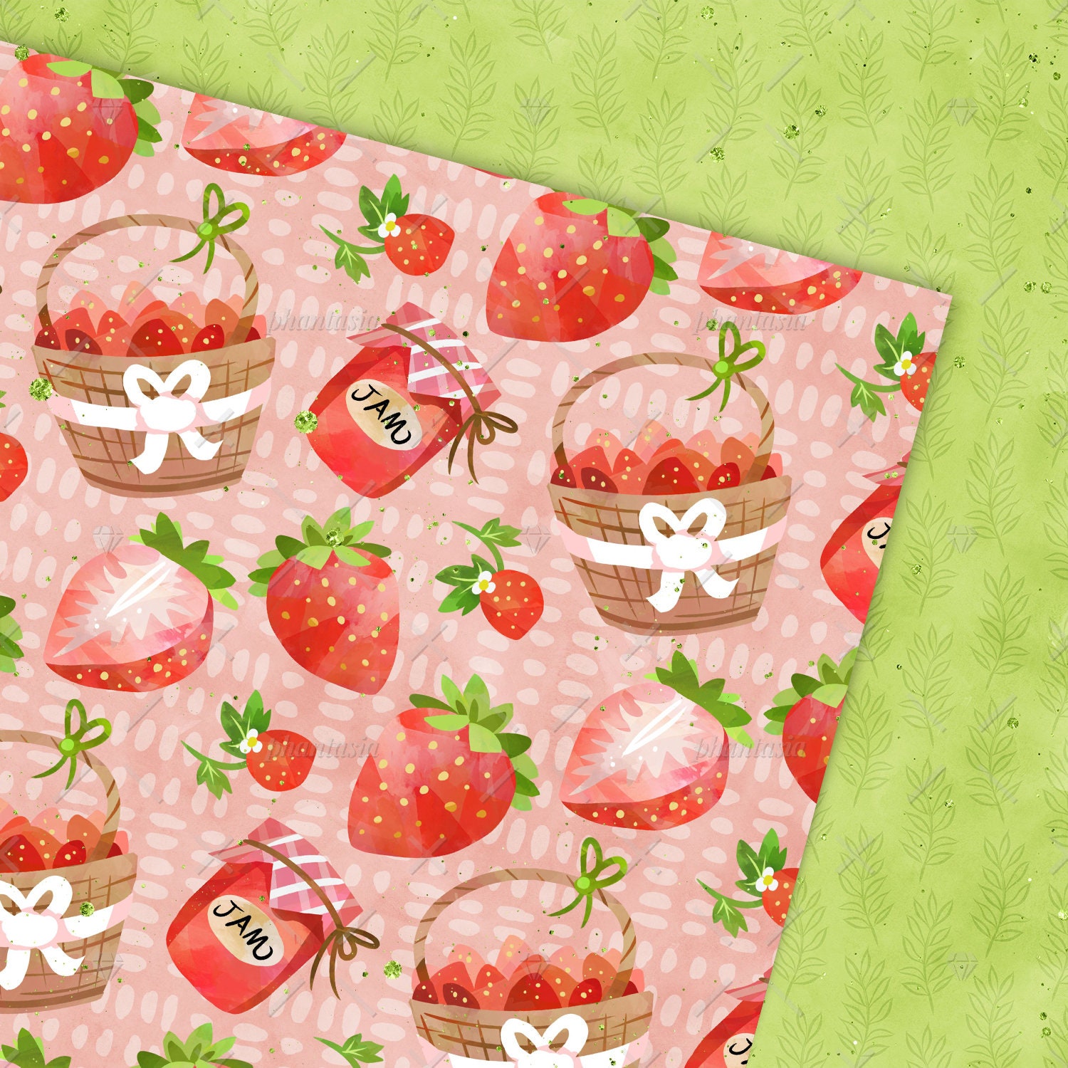 Strawberries Digital Paper Spring Pattern Summer Seamless - Etsy
