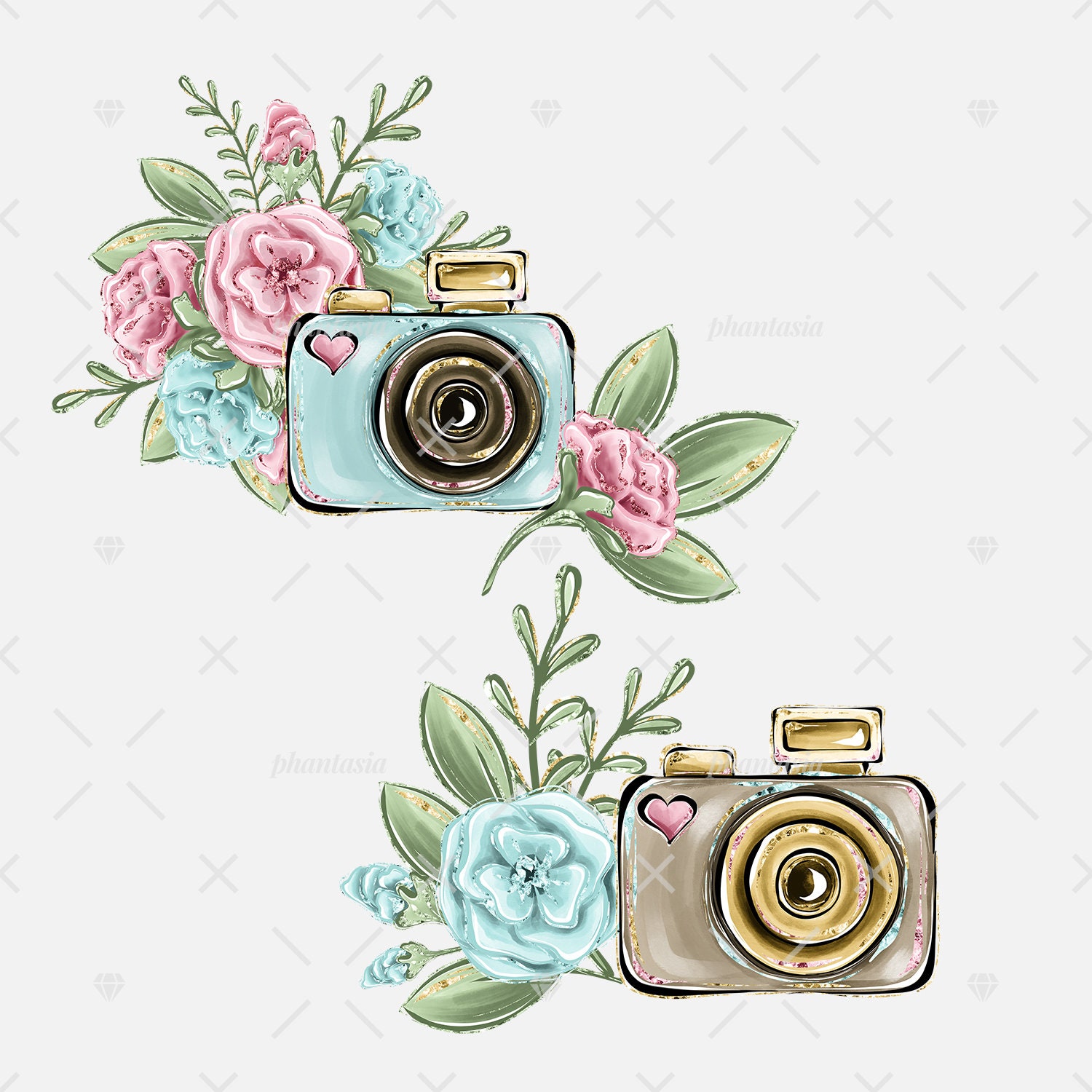 Floral Freebie Camera Clipart Floral Pattern Camera | Etsy