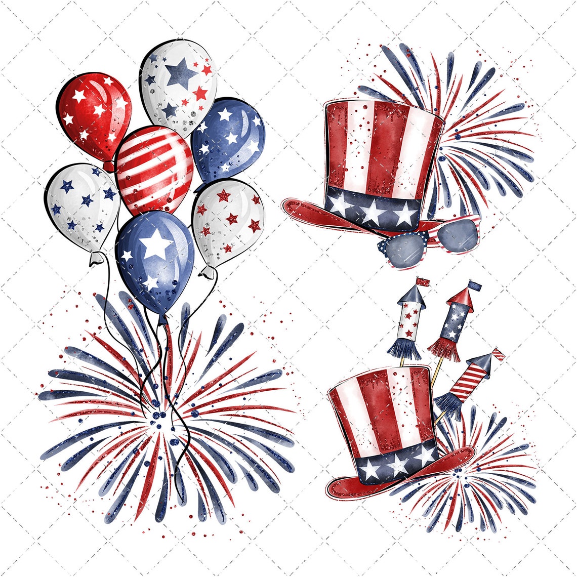 Independance Day Watercolor Clipart, 4th of July Clipart, America ...