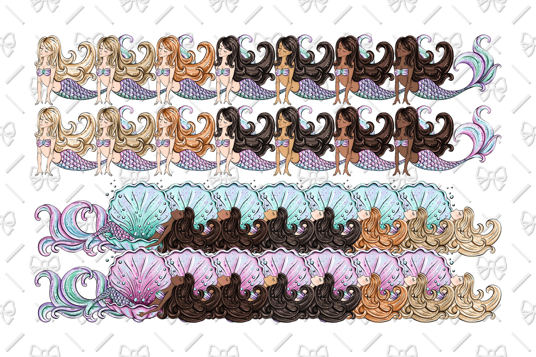 Mermaids Watercolor Cliparts Ocean Clipart Mermaid - Etsy