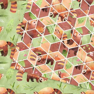 Red Panda Digital Paper, Cute Animals, Cute Red Panda, Fabric Pattern ...