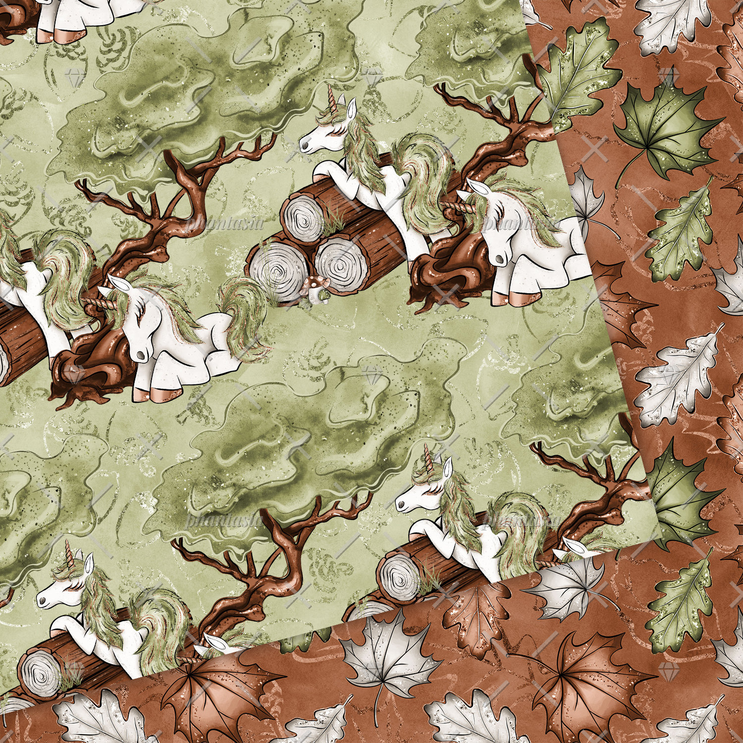 Fall Unicorns Digital Papers Autumn Unicorns Fall Digital | Etsy